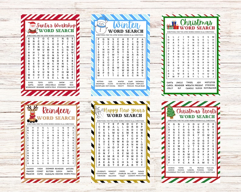 Holiday Word Search Bundle - 5x7, 8x10 - Etsy