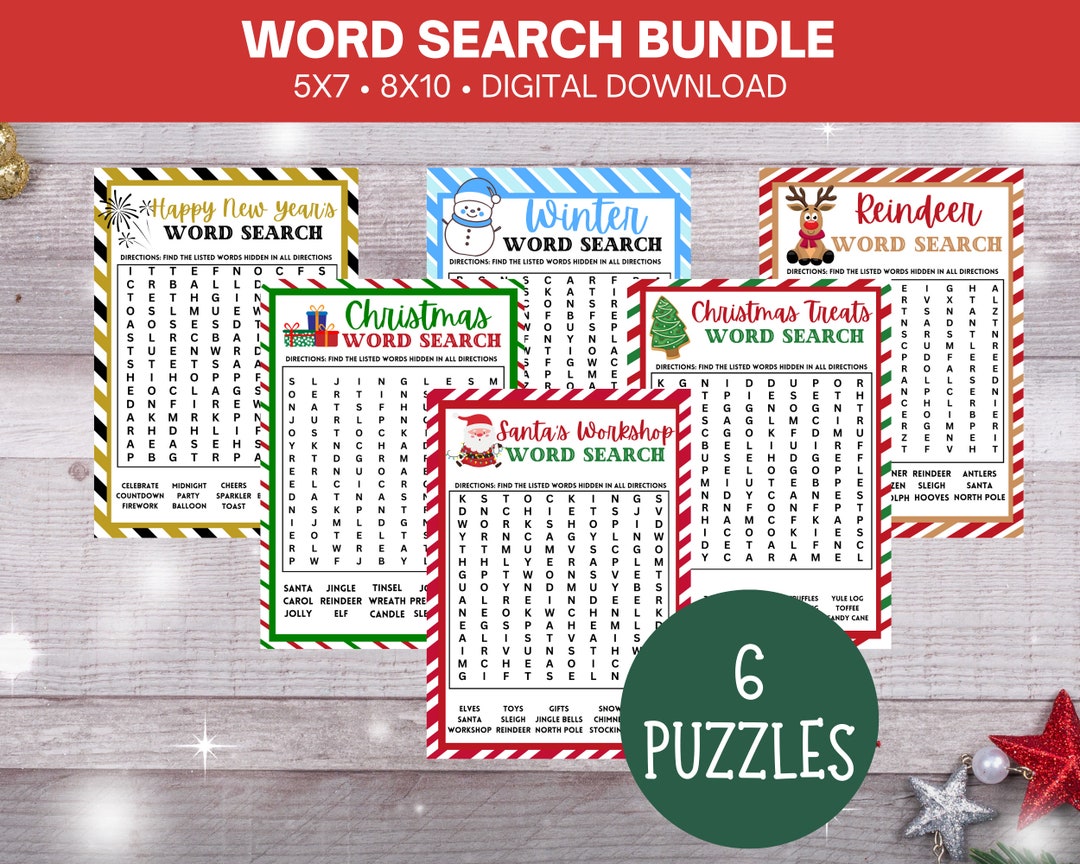 Holiday Word Search Bundle - 5x7, 8x10 - Etsy