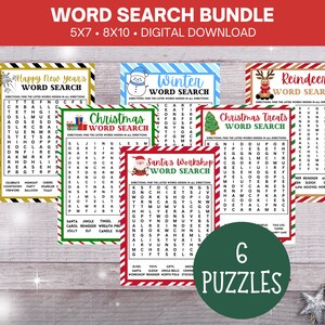 Holiday Word Search Bundle 5x7, 8x10 - Etsy