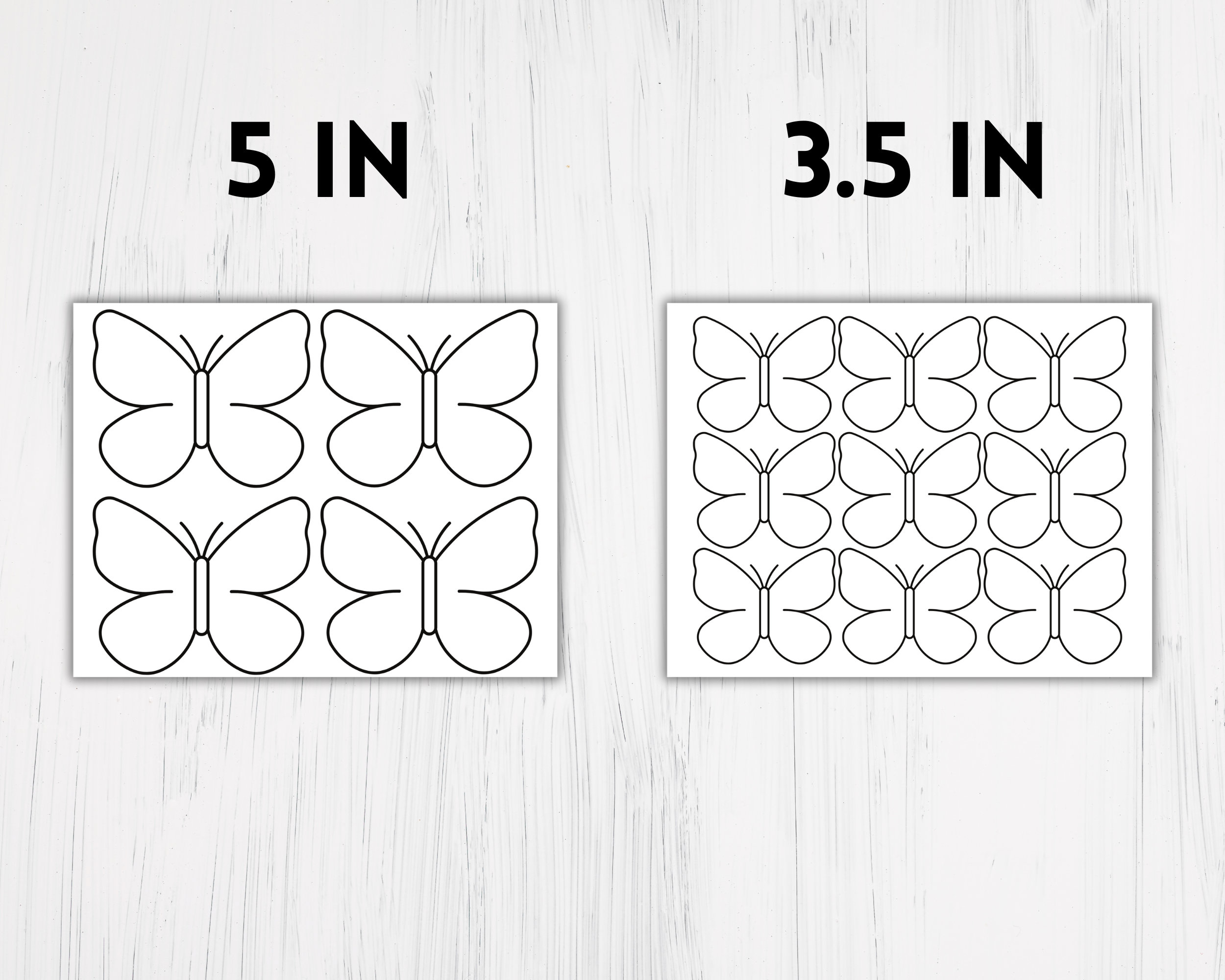 Butterfly Outline Bundle, 7 Sizes, Pdf, Png, Jpg, Instant Download ...