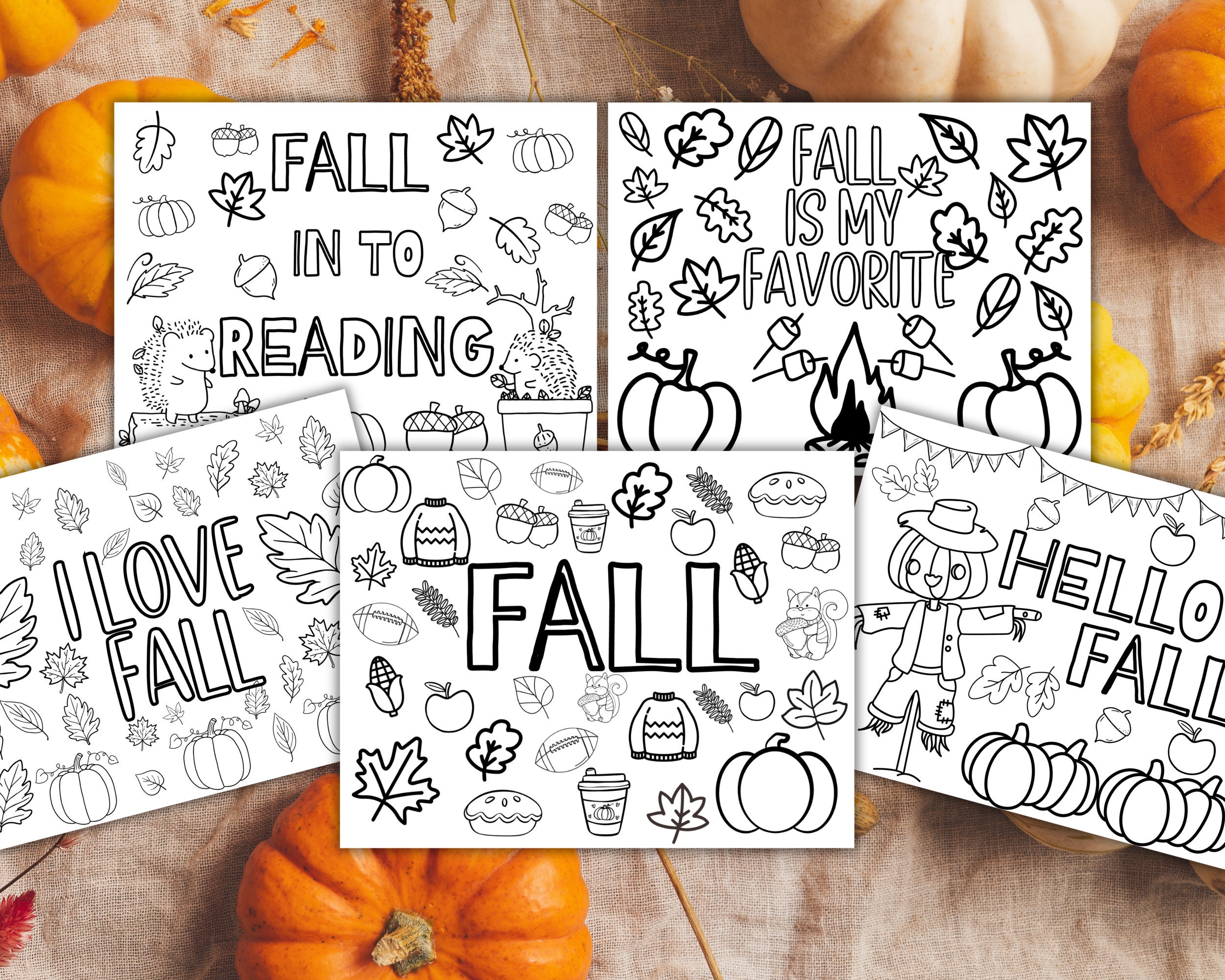 Printable Fall Coloring Pages Instant Download Fun Autumn - Etsy