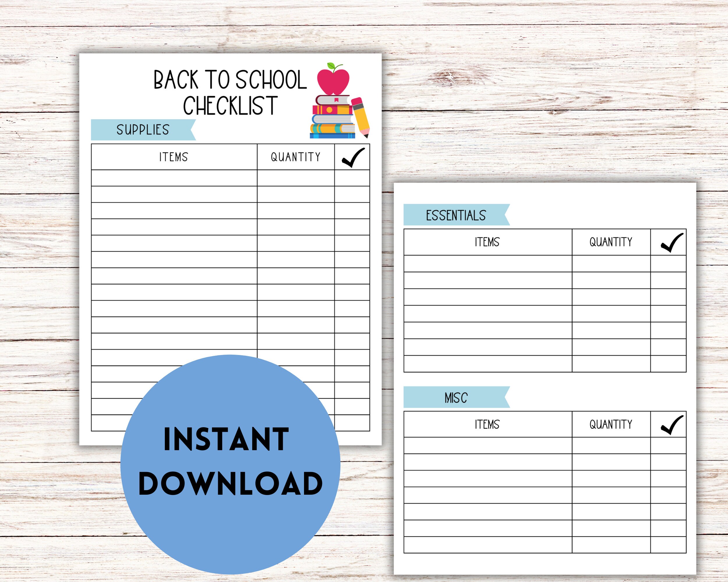 Back to School Printable Checklist, INSTANT DOWNLOAD, School Supply ...