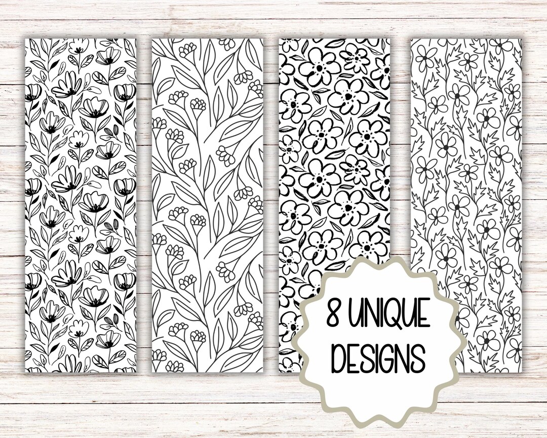 Floral Coloring Bookmarks: Spring Flower Designs (PDF) - Etsy