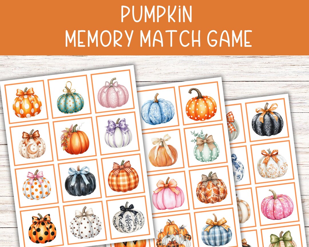 Pumpkin Memory Match Game – Printable Fall Activity - Etsy