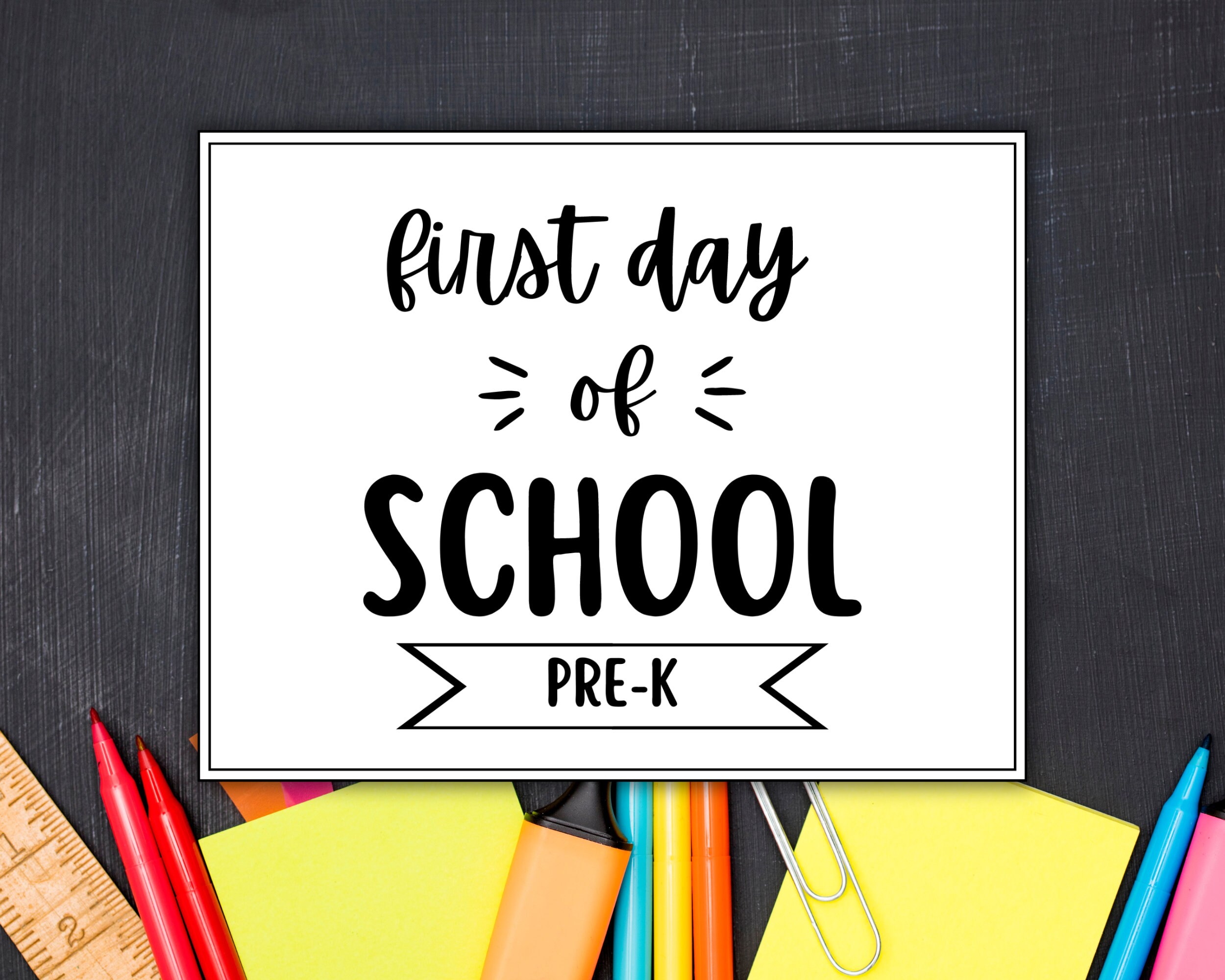 First Day of Pre-k Sign: Black & White Printable (instant Download) - Etsy