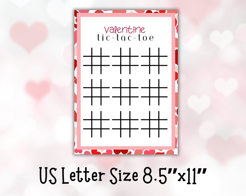 Valentine's Day Tic Tac Toe Printable Game, Instant Digital Download ...