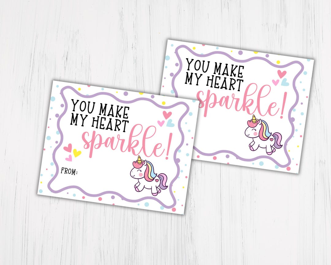 Unicorn-themed Printable Valentine Tag - Kid's School and Classroom ...