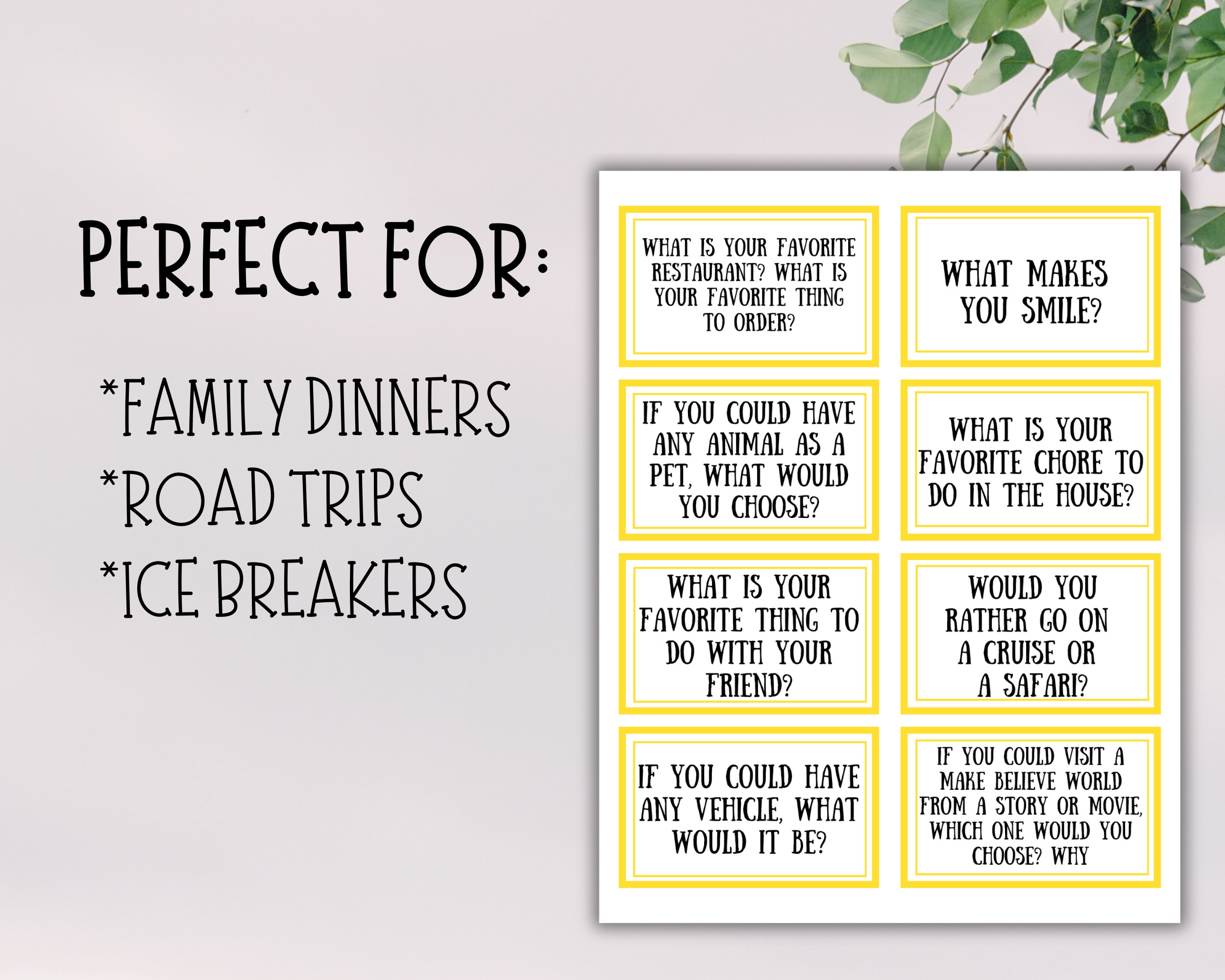 Family Conversation Starter Cards: 200 Printable Questions (PDF) - Etsy