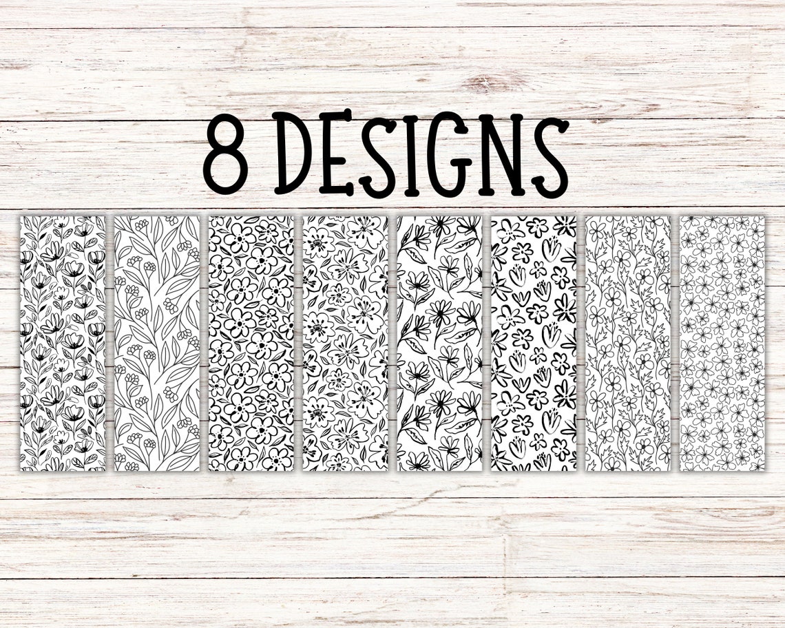 Floral Coloring Bookmarks: Spring Flower Designs (PDF) - Etsy