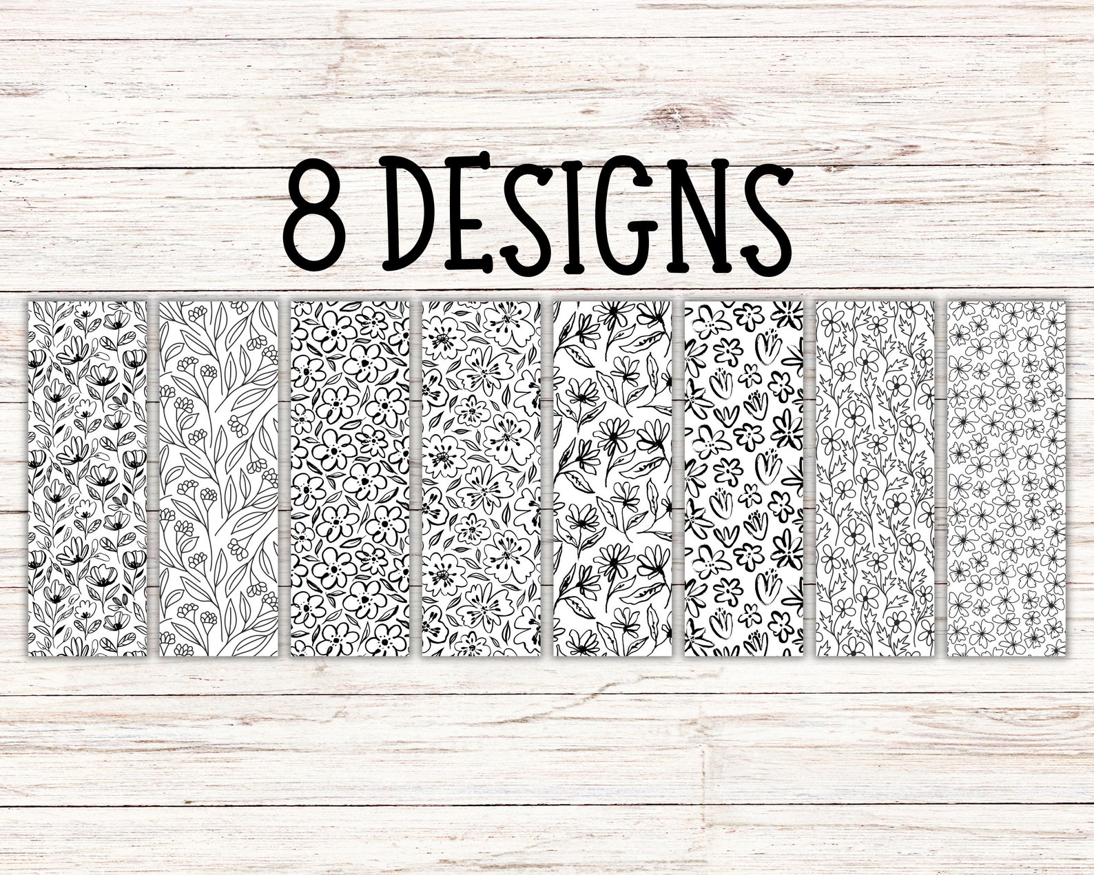 Floral Coloring Bookmarks: Spring Flower Designs (PDF) - Etsy