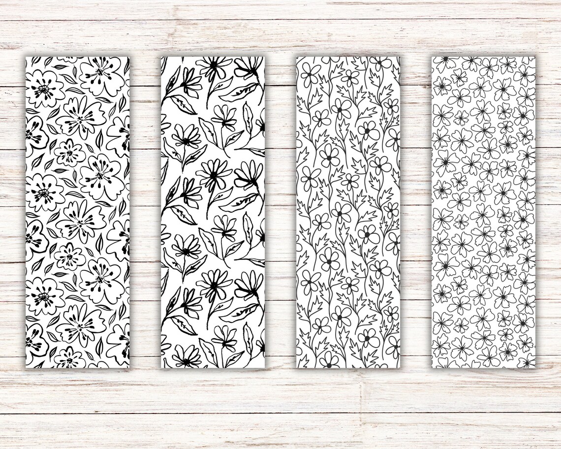 Floral Coloring Bookmarks: Spring Flower Designs (PDF) - Etsy