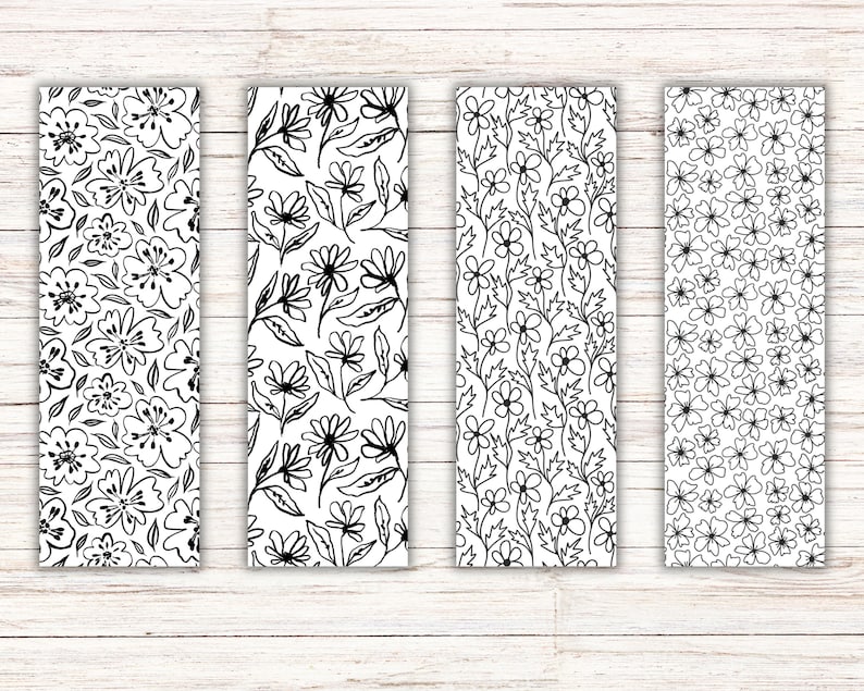 Floral Coloring Bookmarks: Spring Flower Designs (PDF) - Etsy