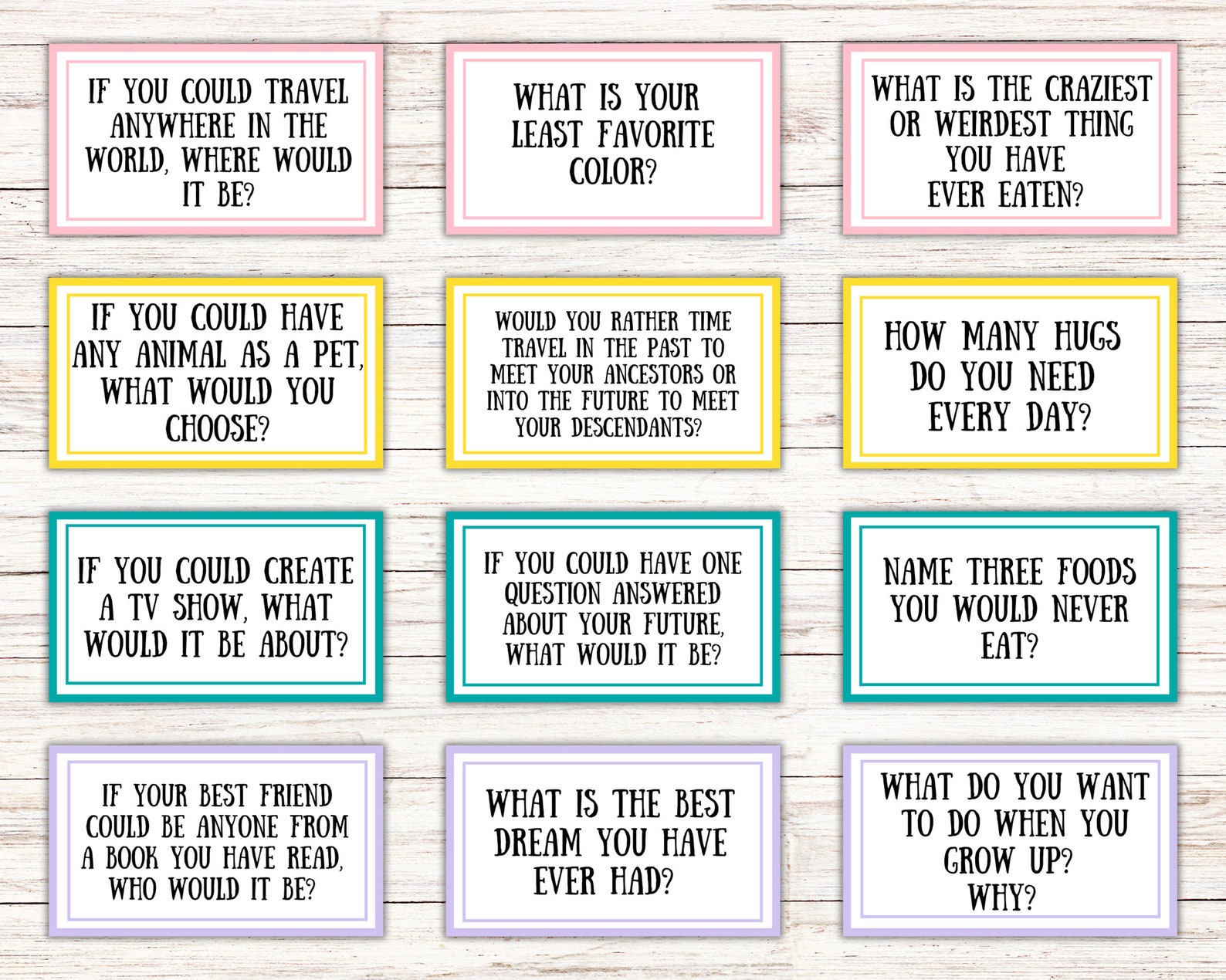 Printable Conversation Cards for Families, 200 Conversation Starters ...
