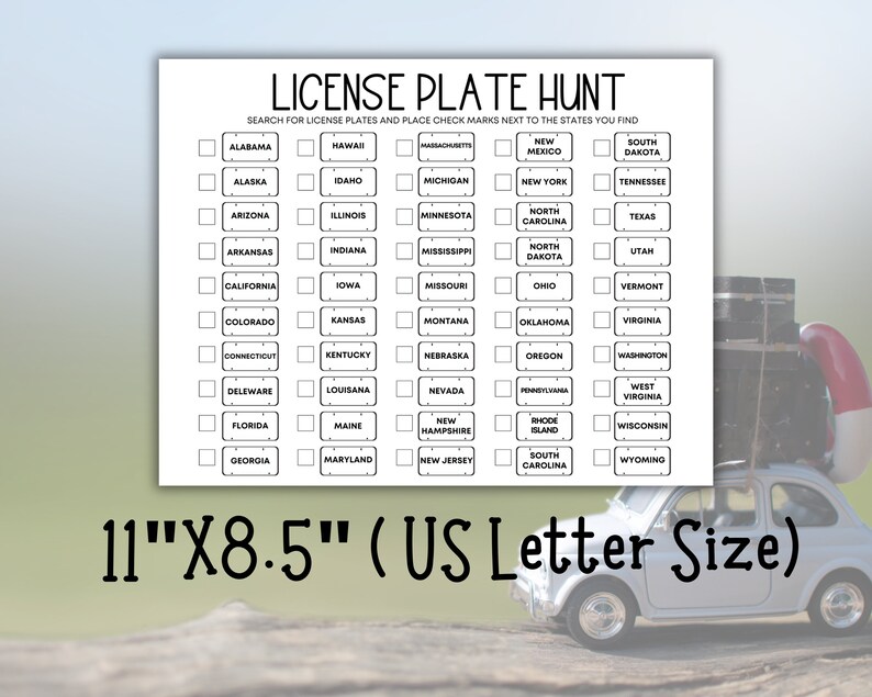 License Plate Game: Road Trip Activity for Kids (PDF) - Etsy