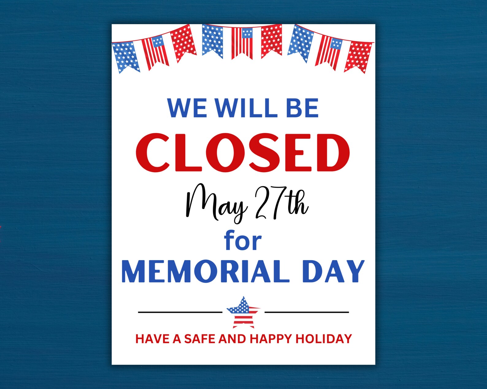 Druckbares Geschlossen wegen Memorial DaySchild Sofortiger Download ...