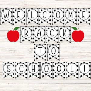 Back to School Banner: Black Polka Dot Classroom Decor (PDF) - Etsy