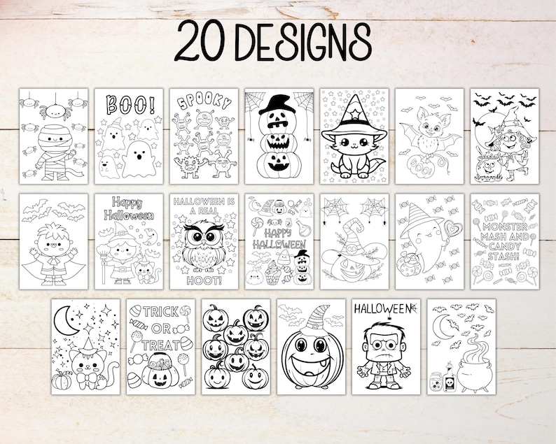 Halloween Coloring Pages for Kids | 20 Printable Designs (8x10, 5x7 ...