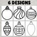 Christmas Ornament Coloring Bundle | Printable Holiday Decorations for ...