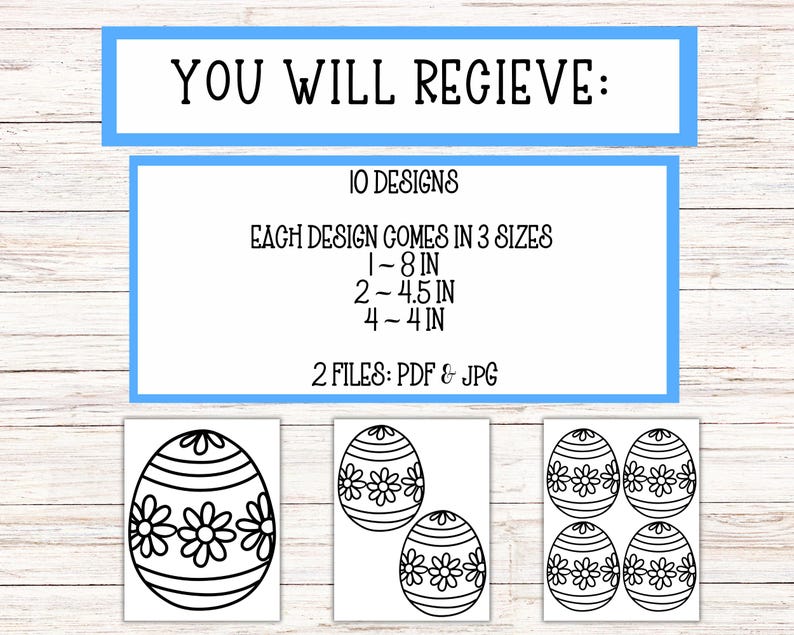 Easter Egg Template Bundle – 10 Designs, 3 Sizes – Printable PDF & JPG ...