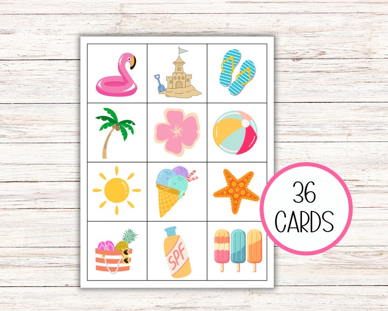 Summer Printable Memory Game, Summer Matching Card Game Toddlers, Prek ...
