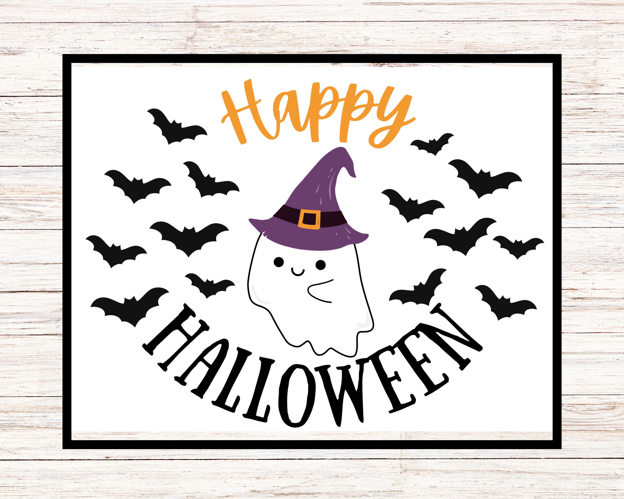 Halloween Printable Sign Spooky Ghost Bats Witch Hat - Etsy