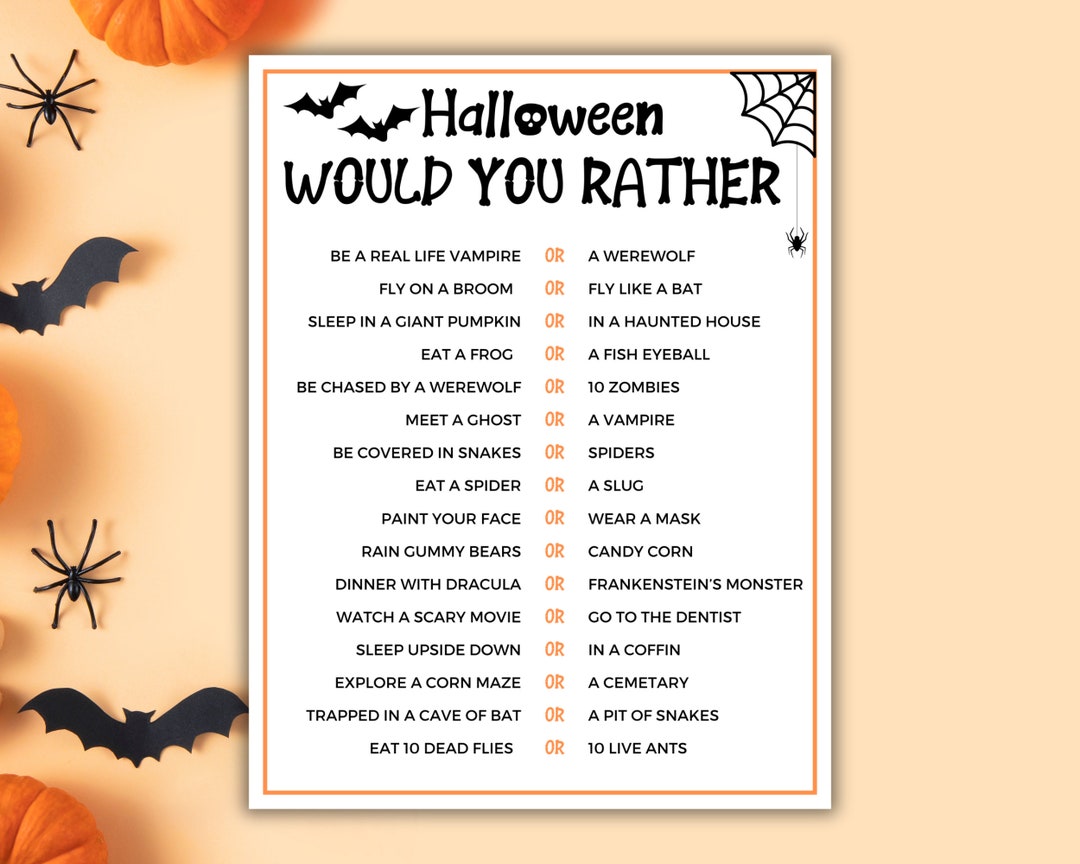 Halloween Would You Rather Printable Game – Fun Party Game for Kids ...