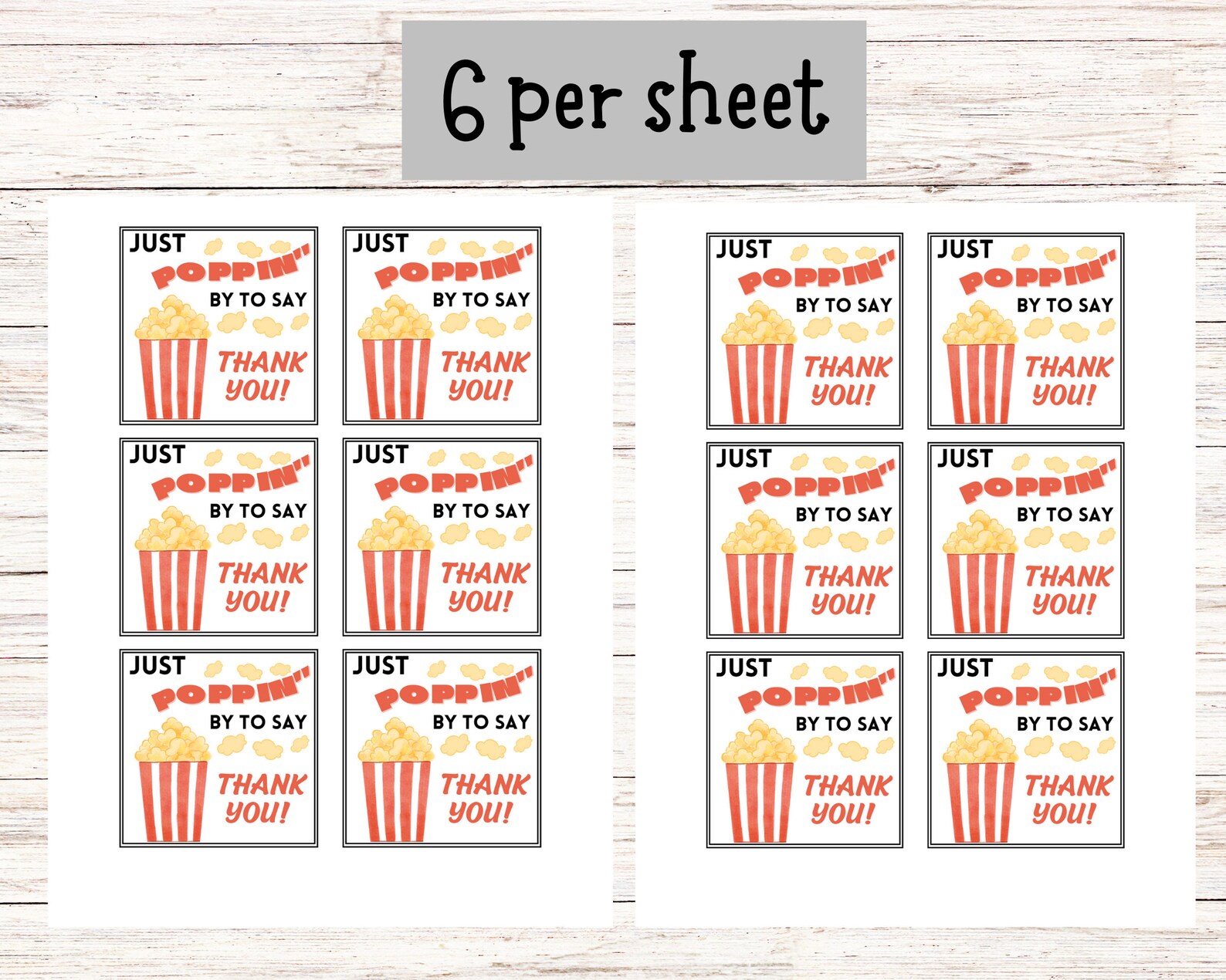 Just Poppin' by to Say Thank You Printable Gift Tags - Set of 24 ...