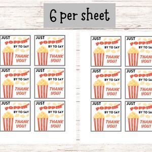 Just Poppin' by to Say Thank You Printable Gift Tags - Set of 24 ...