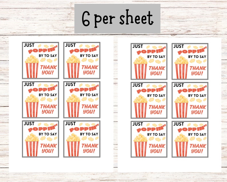 Just Poppin' by to Say Thank You Printable Gift Tags - Set of 24 ...