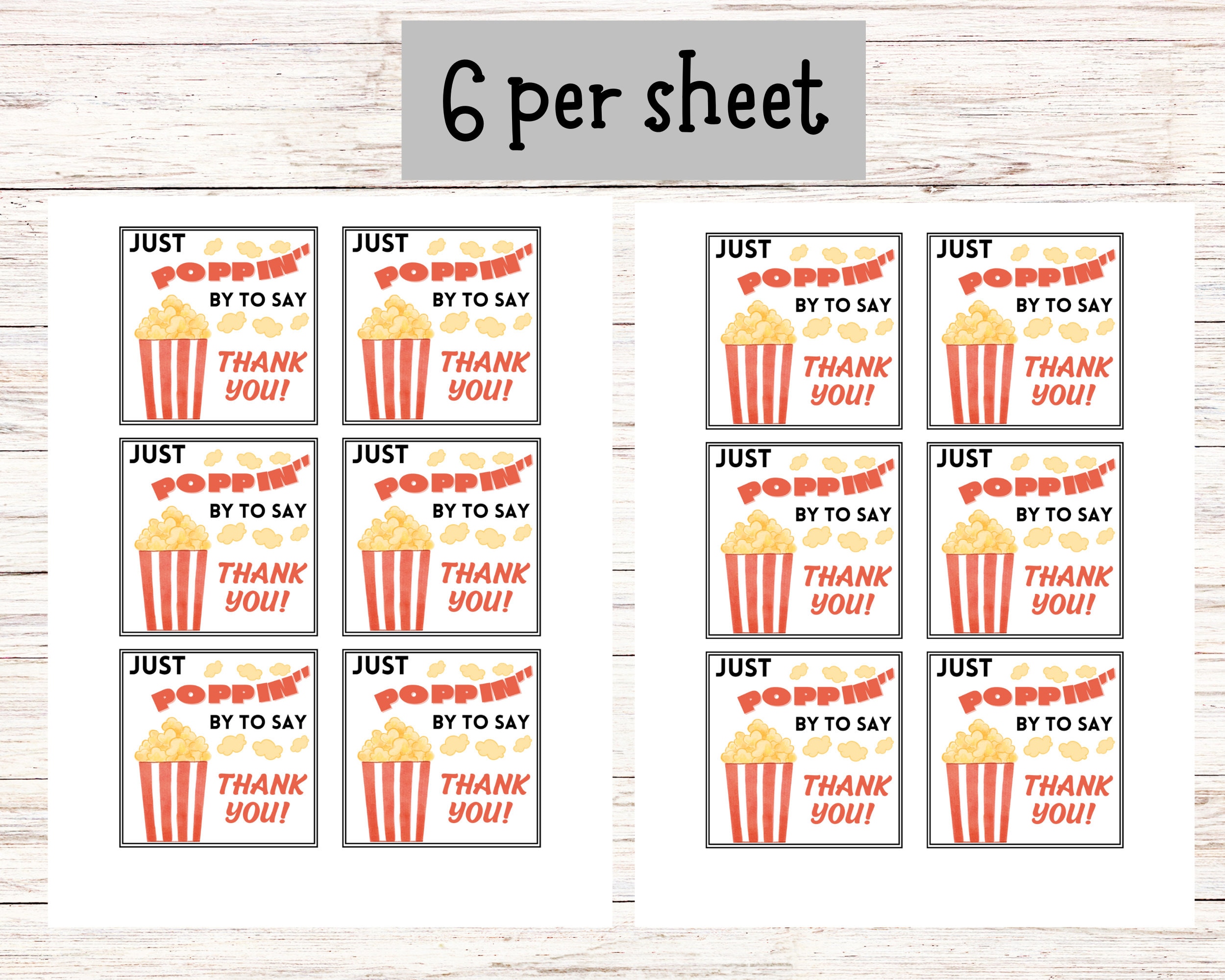 Just Poppin' by to Say Thank You Printable Gift Tags - Set of 24 ...