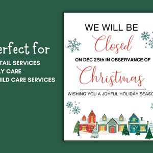 Closed for Christmas Eve & Christmas Printable Sign, 8x10 - Etsy