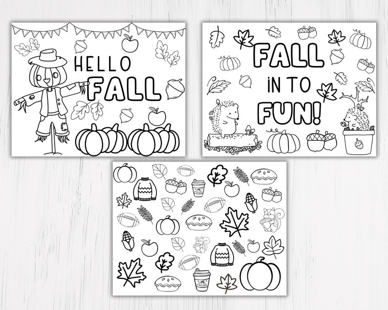Printable Fall Coloring Pages | Instant Download | Fun Autumn Coloring ...