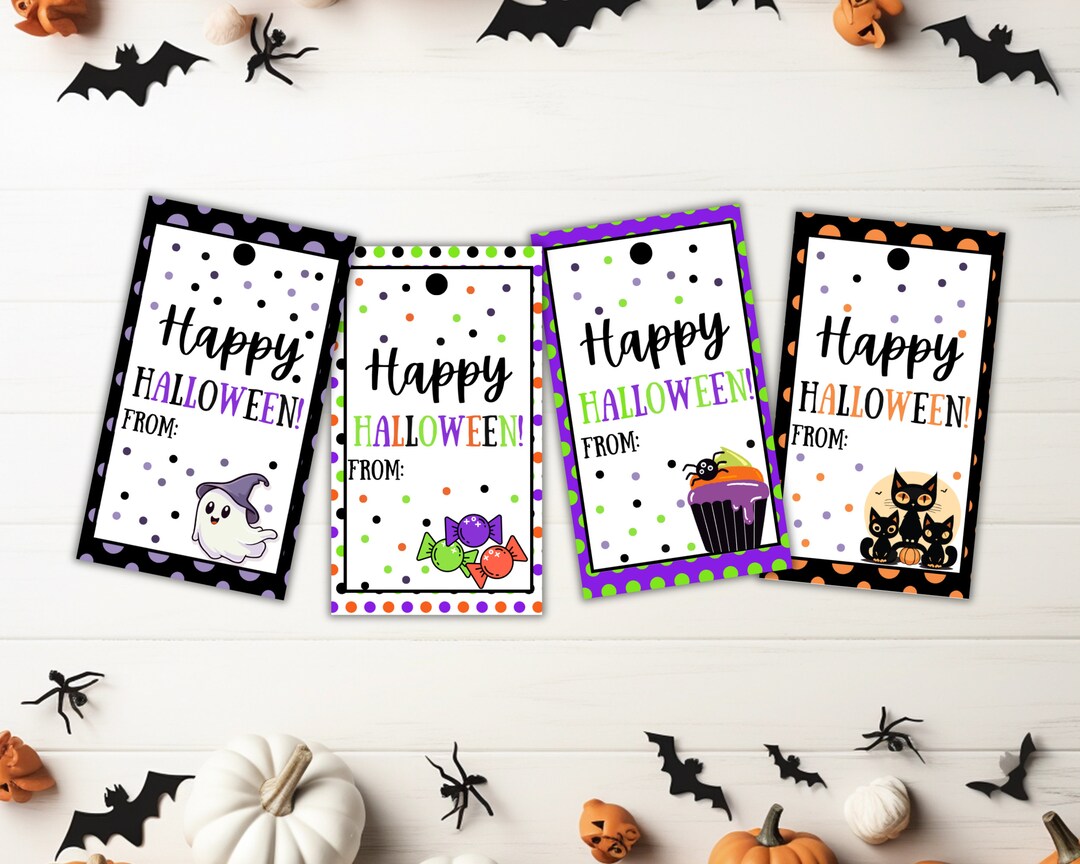Halloween Gift Tag Bundle - Printable Treat Tags - Spooky Ghost Favor ...