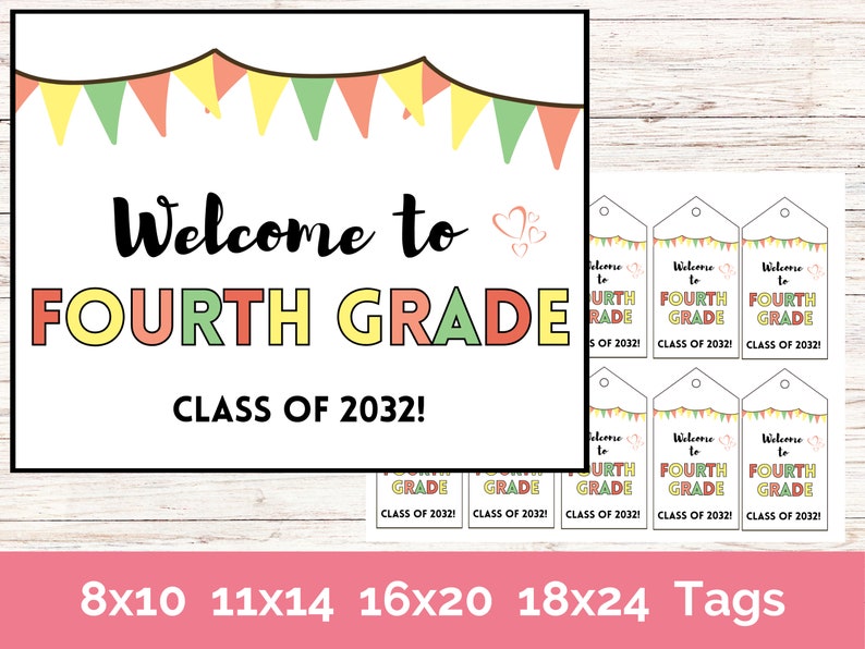 Welcome to Fourth Grade Sign & Gift Tags (digital Download) - Etsy