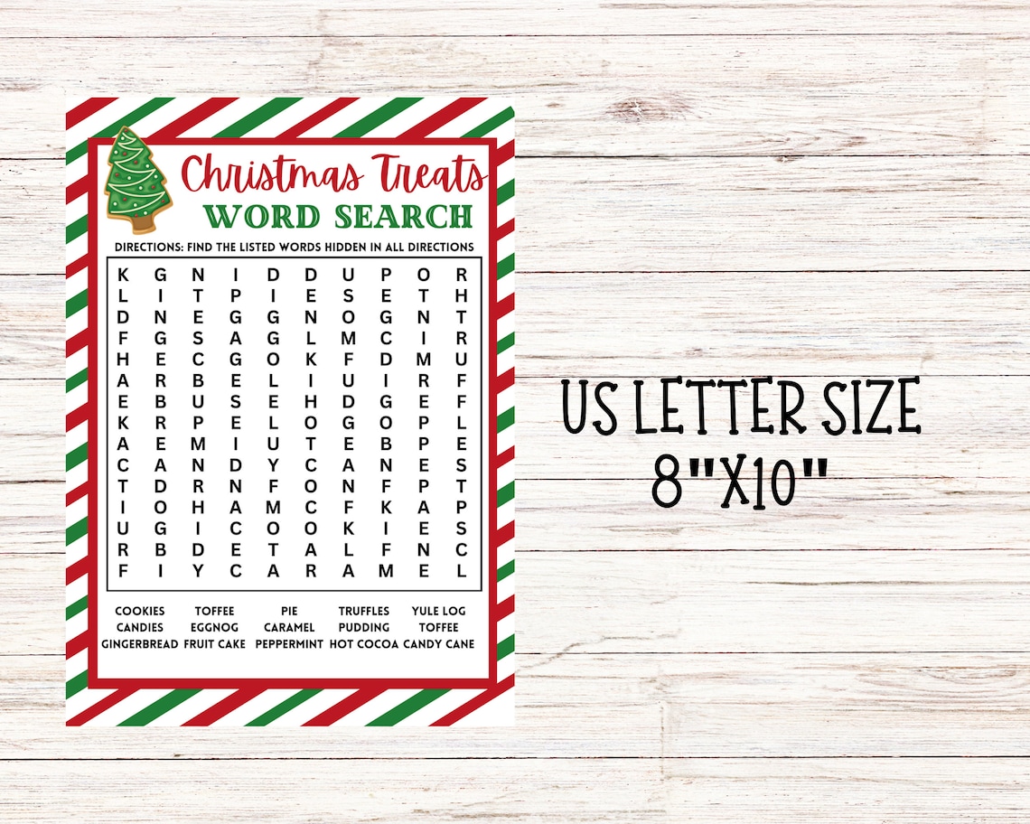 Christmas Treats Word Search - Printable Fun for Kids and Families, 5x7 ...