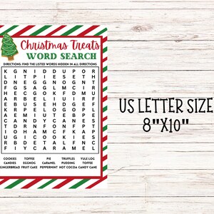 Christmas Treats Word Search - Printable Fun for Kids and Families, 5x7 ...