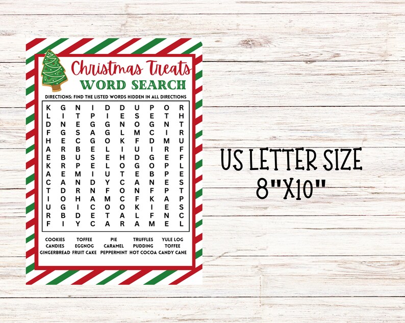Christmas Treats Word Search - Printable Fun for Kids and Families, 5x7 ...