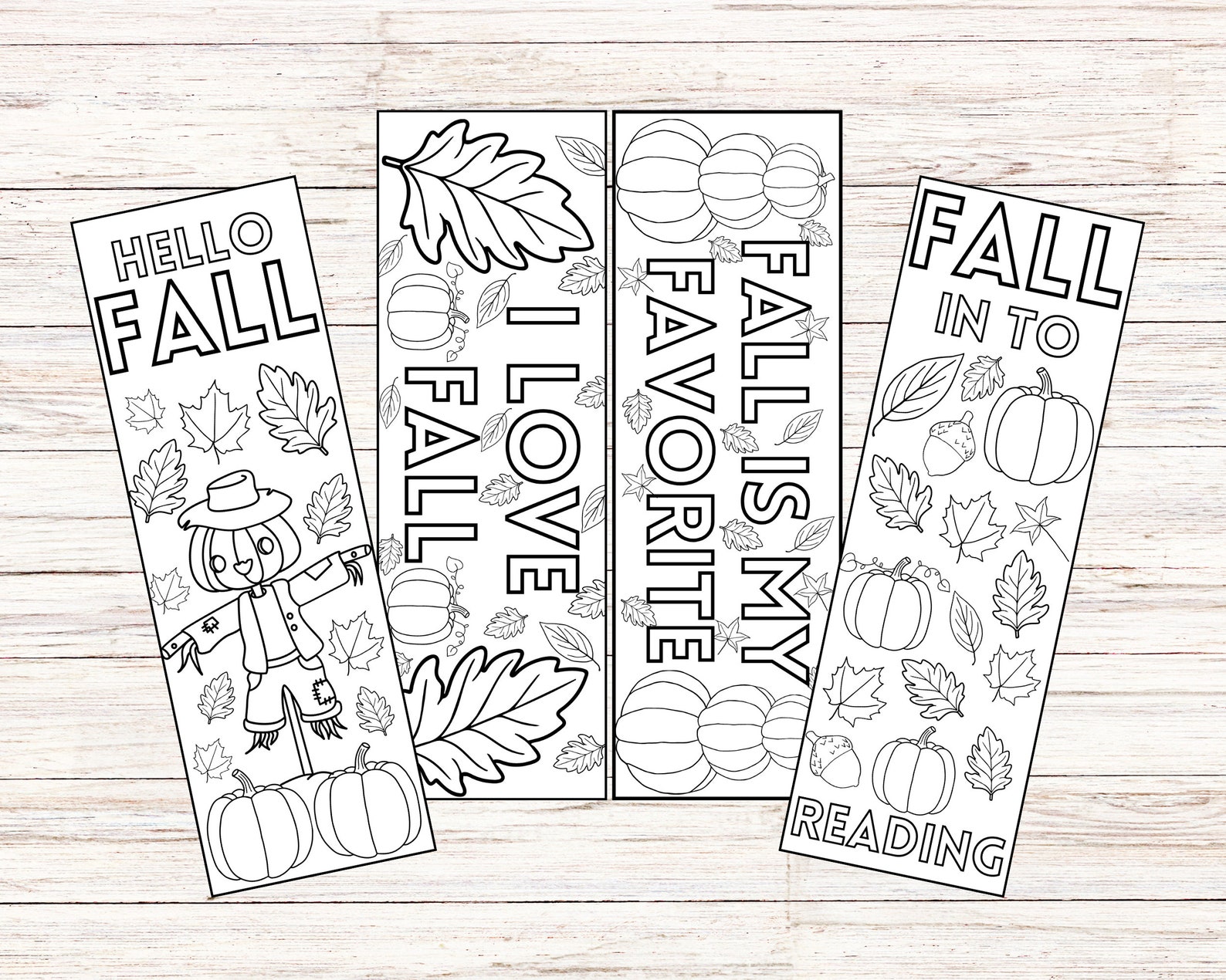 Printable Fall Color Your Own Bookmarks - Set of 4,instant Digital ...