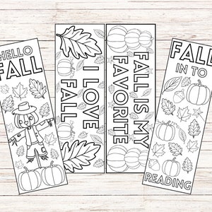 Printable Fall Color Your Own Bookmarks - Set of 4,instant Digital ...