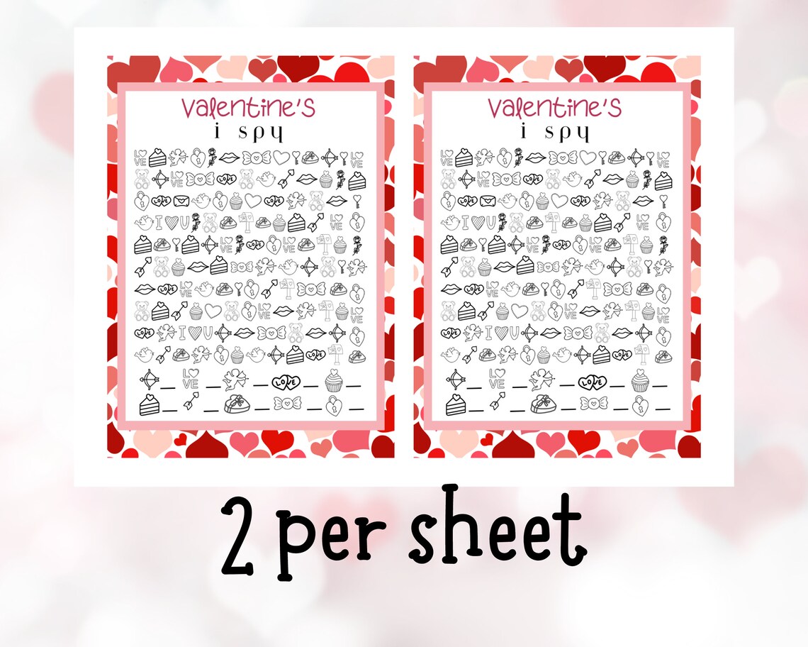 Valentine Day I Spy Game, Valentine's Party Games, Valentines Day ...