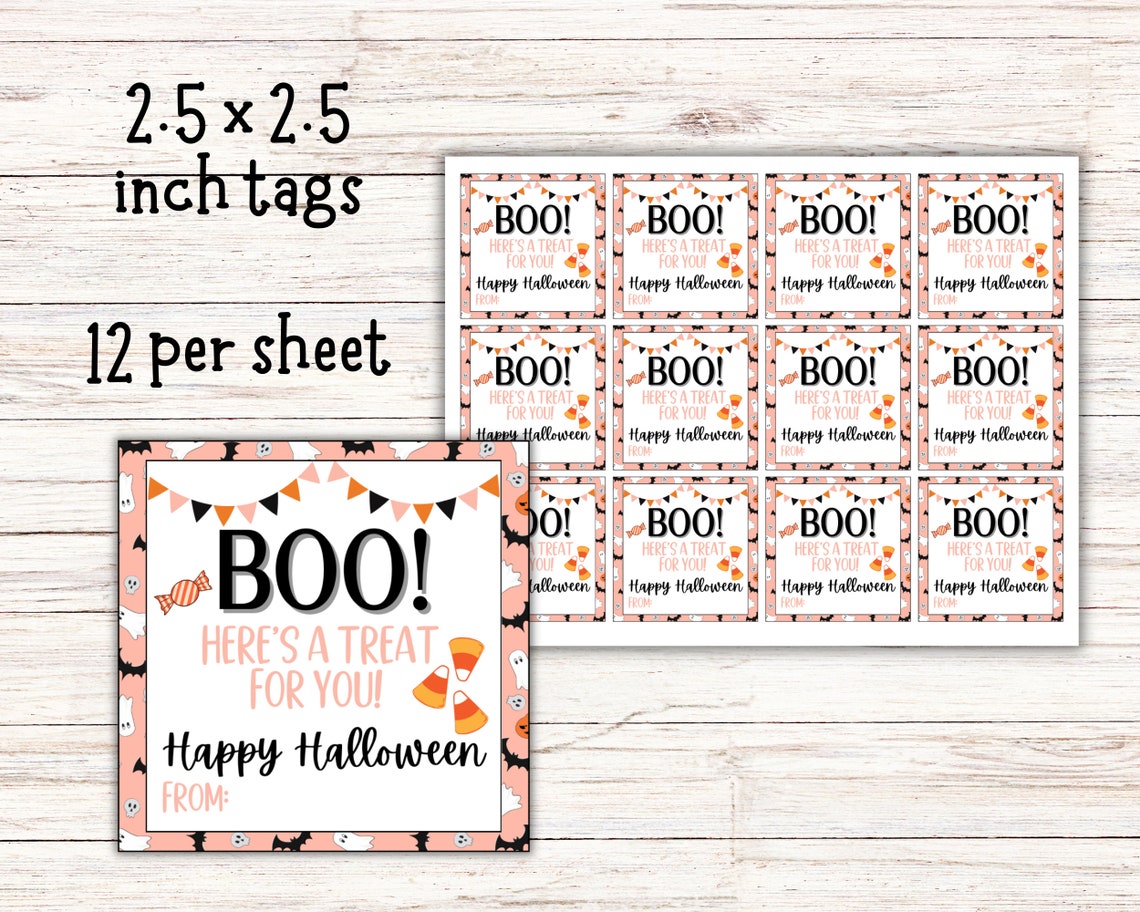 Halloween Treat Tags Printable - Boo Sweet Tags, Trick or Treat Bag ...