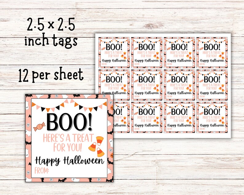 Halloween Treat Tags Printable - Boo Sweet Tags, Trick or Treat Bag ...