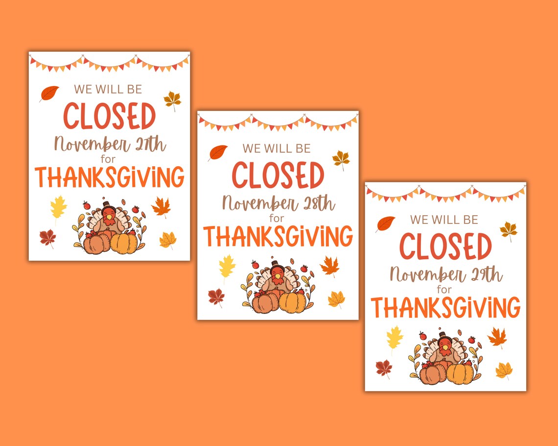 Closed for Thanksgiving Sign | Printable PDF & JPG | Fall Décor ...