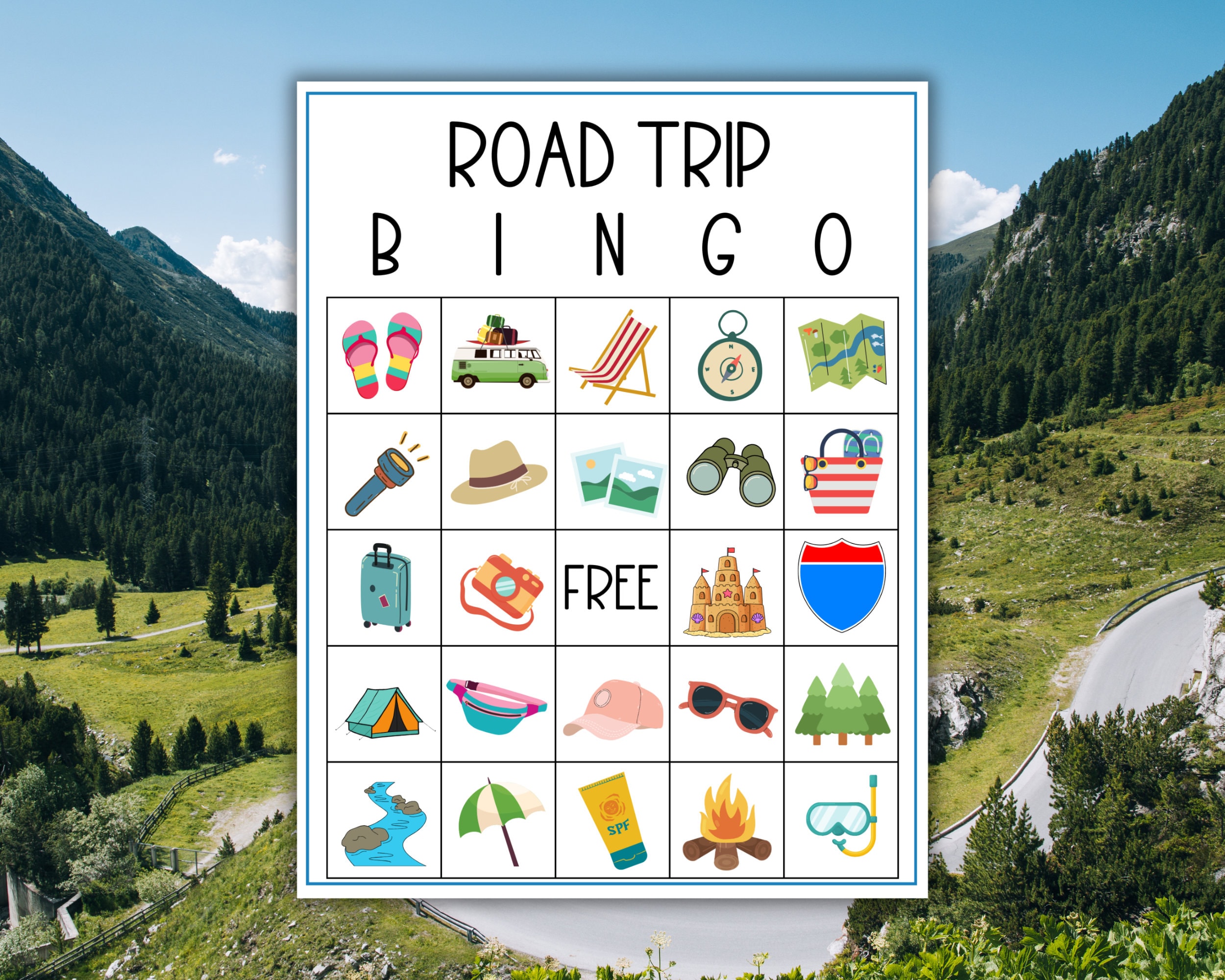 Road Trip Bingo Printable Game | 10 Unique Cards | Fun Travel Activity ...