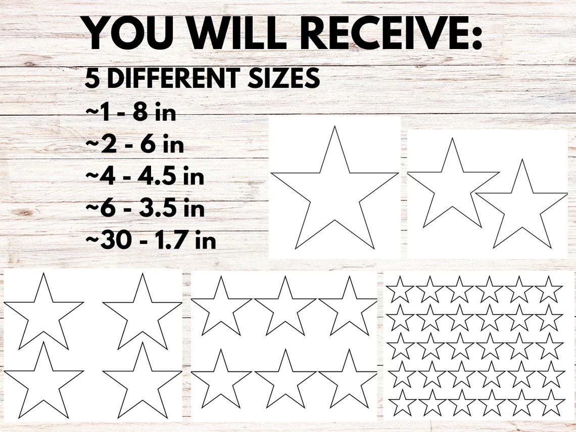 Printable Star Template Bundle, Kids Crafts, Coloring Page, Printable ...