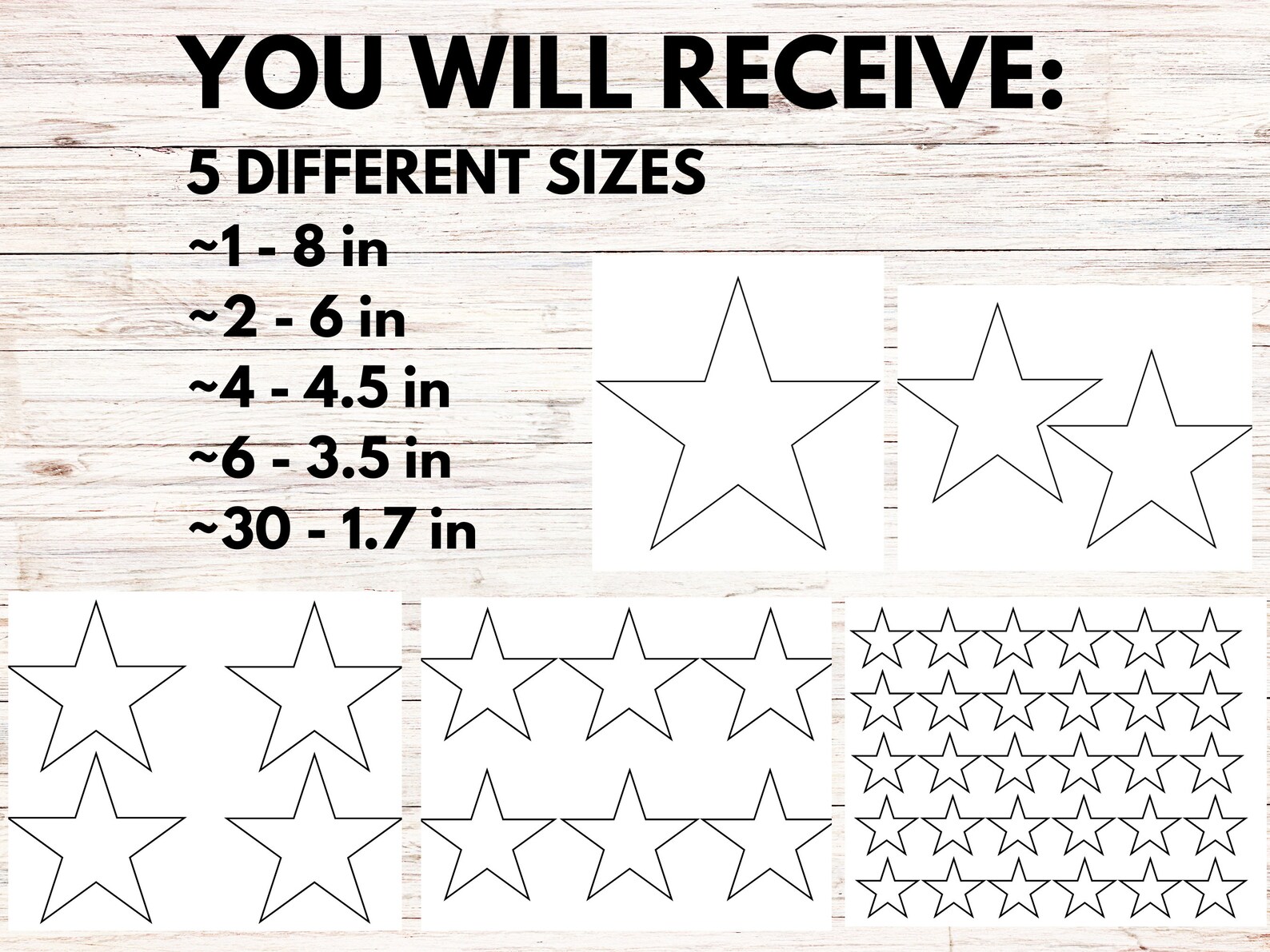 Printable Star Template Bundle, Kids Crafts, Coloring Page, Printable ...