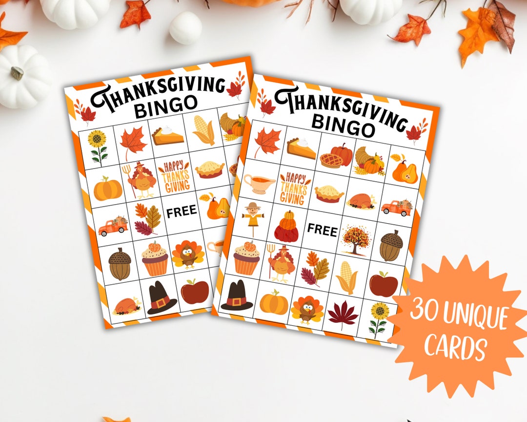 Thanksgiving Bingo Cards 5x7, Family Game Set for Festive Holiday ...