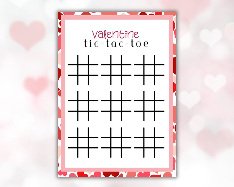 Valentine's Day Tic Tac Toe Printable Game, Instant Digital Download ...