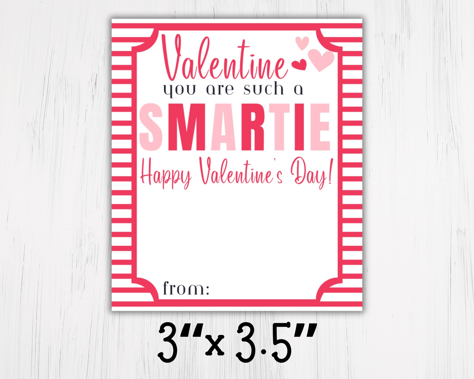 Smartie Valentine's Day Tag Printable: Kids School Cards (PDF) - Etsy