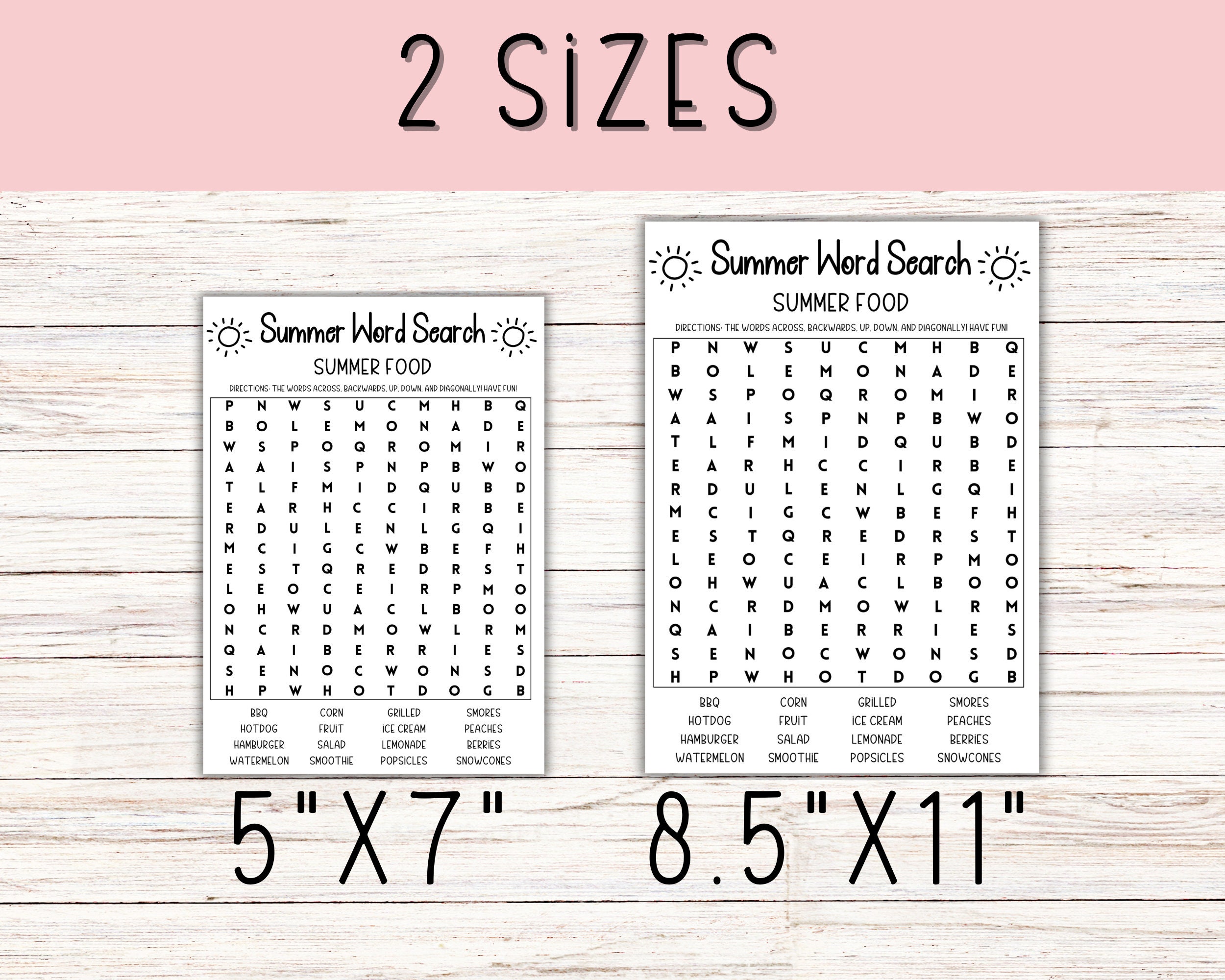 Printable Summer Word Search Bundle, Summer Activity, Summer Themes ...